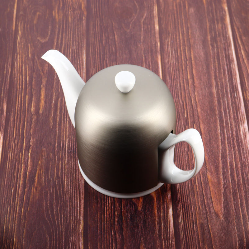 Salam White Teapot brushed Aluminium Zinc Lid White 6 cups | DEGRENNE ...